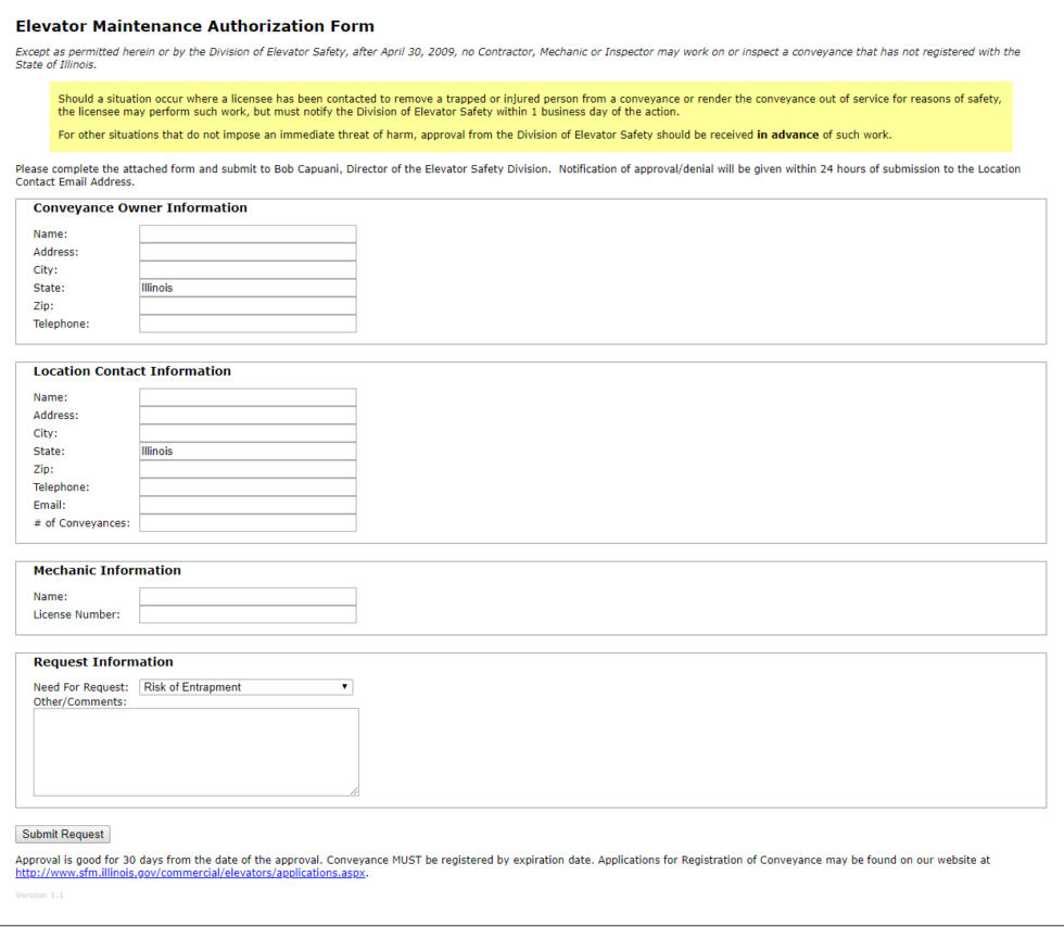 Elevator Forms and Applications | Elevatorinspection.com - Stuard ...